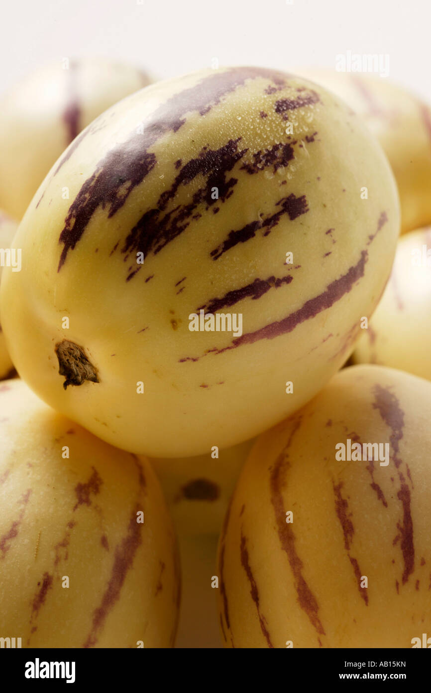 Pepino melons with drops of water FoodCollection Stock Photo - Alamy