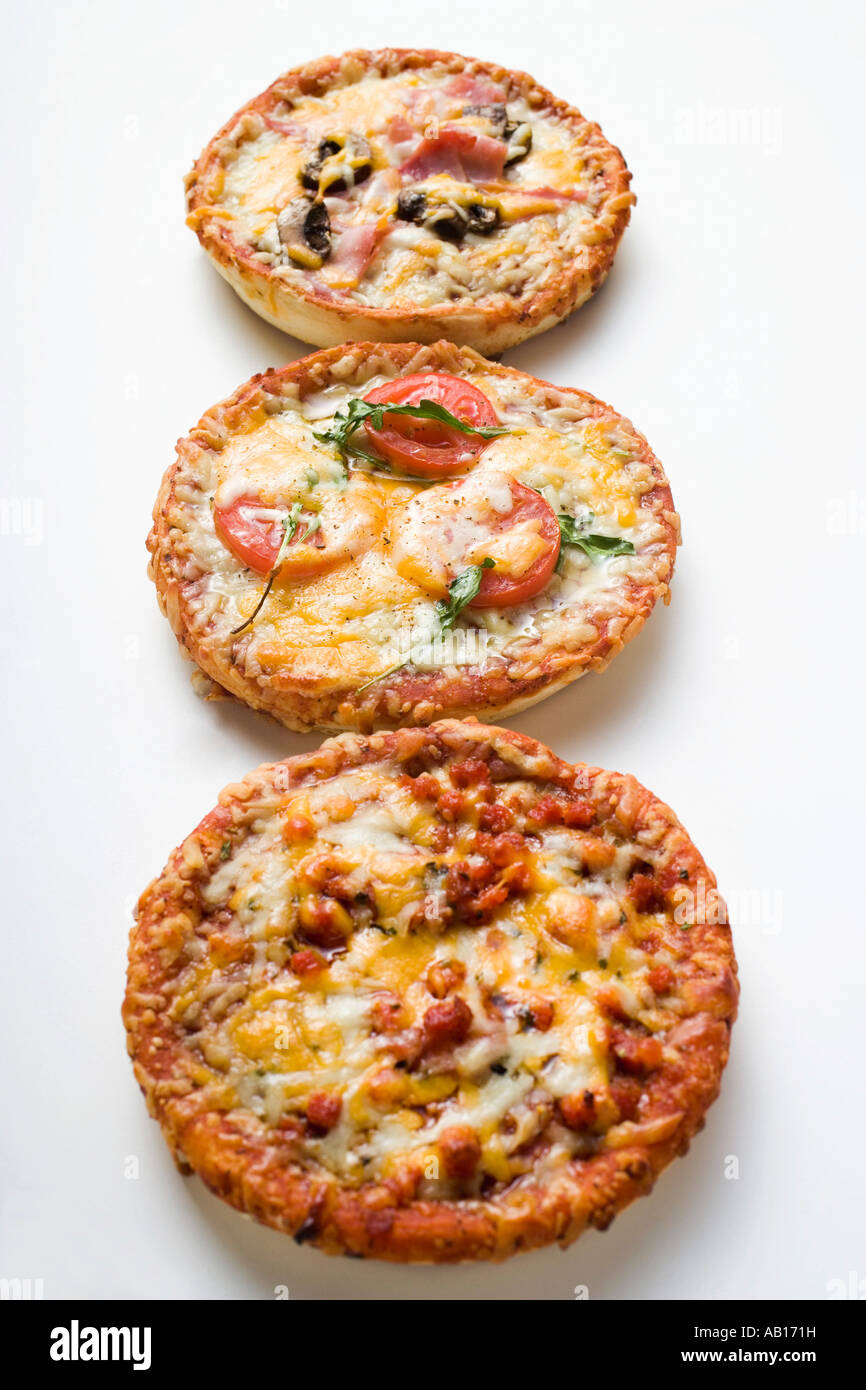 Three different mini pizzas FoodCollection Stock Photo - Alamy