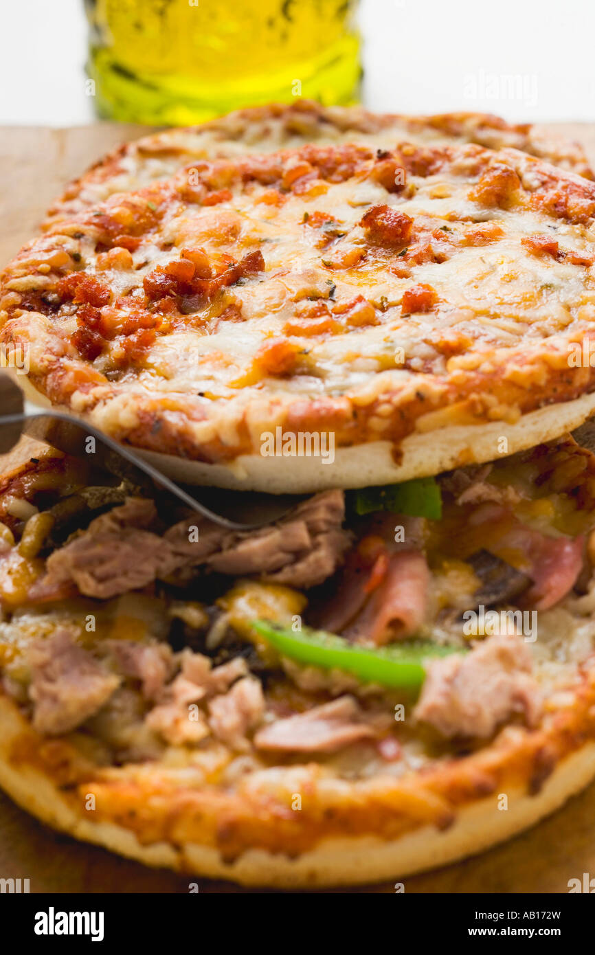 Two different mini pizzas mince tuna FoodCollection Stock Photo - Alamy