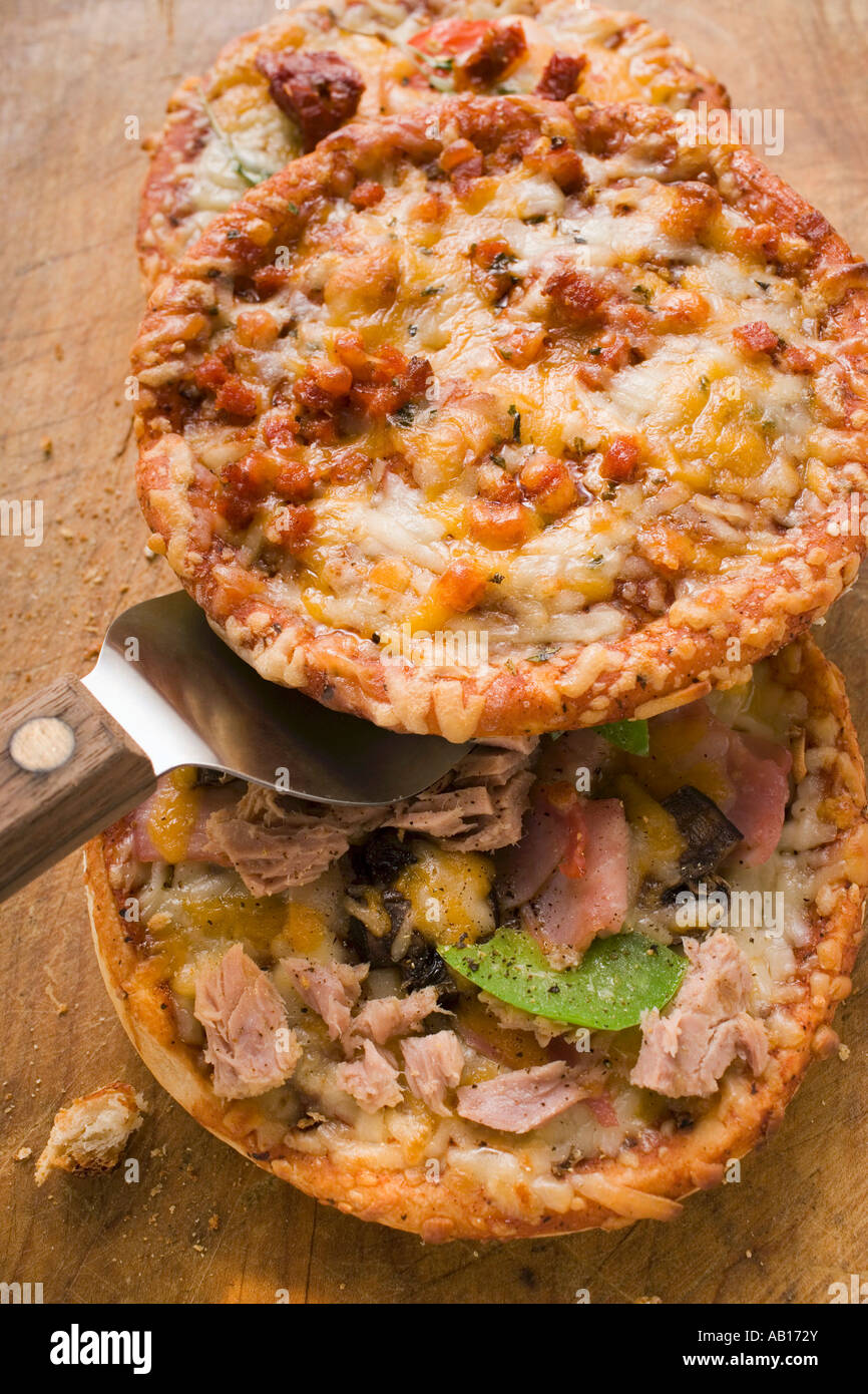 Three different mini pizzas mince tuna tomato FoodCollection Stock ...