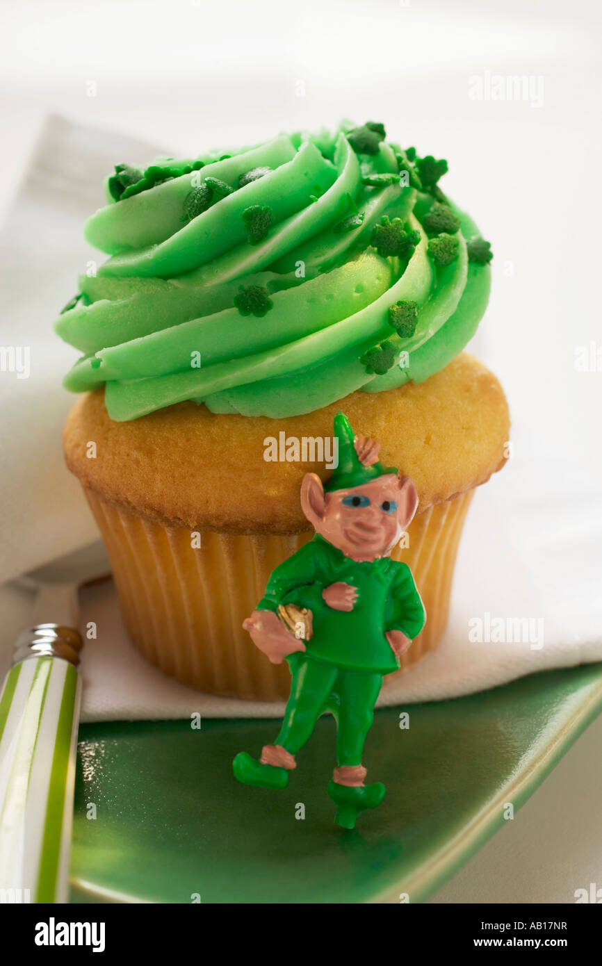 Muffin with green cream for St Patrick s Day FoodCollection Stock Photo ...