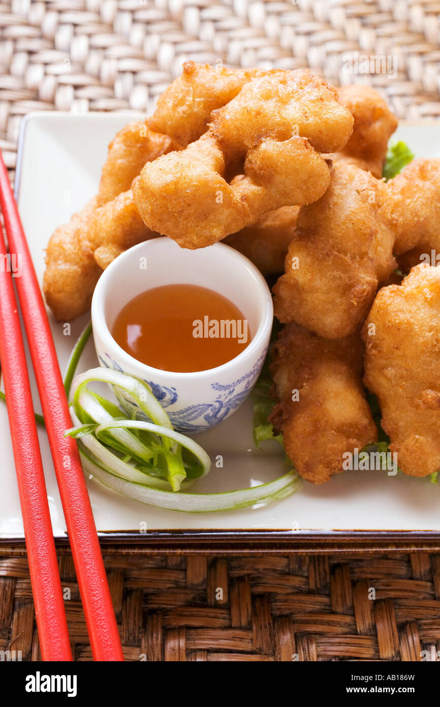 Asian chicken nuggets with apricot sauce FoodCollection Stock Photo - Alamy