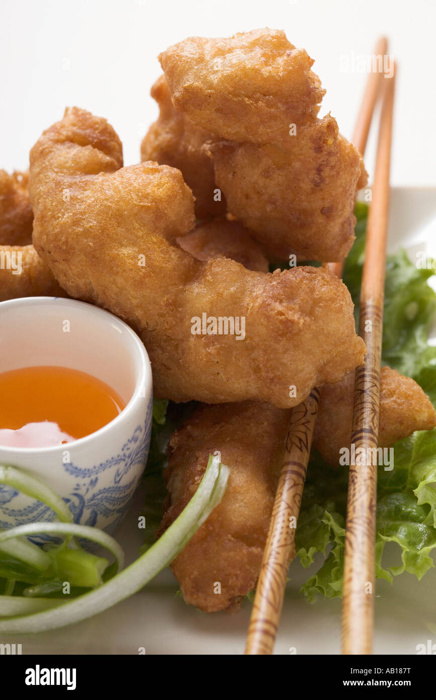Asian chicken nuggets with apricot sauce FoodCollection Stock Photo - Alamy