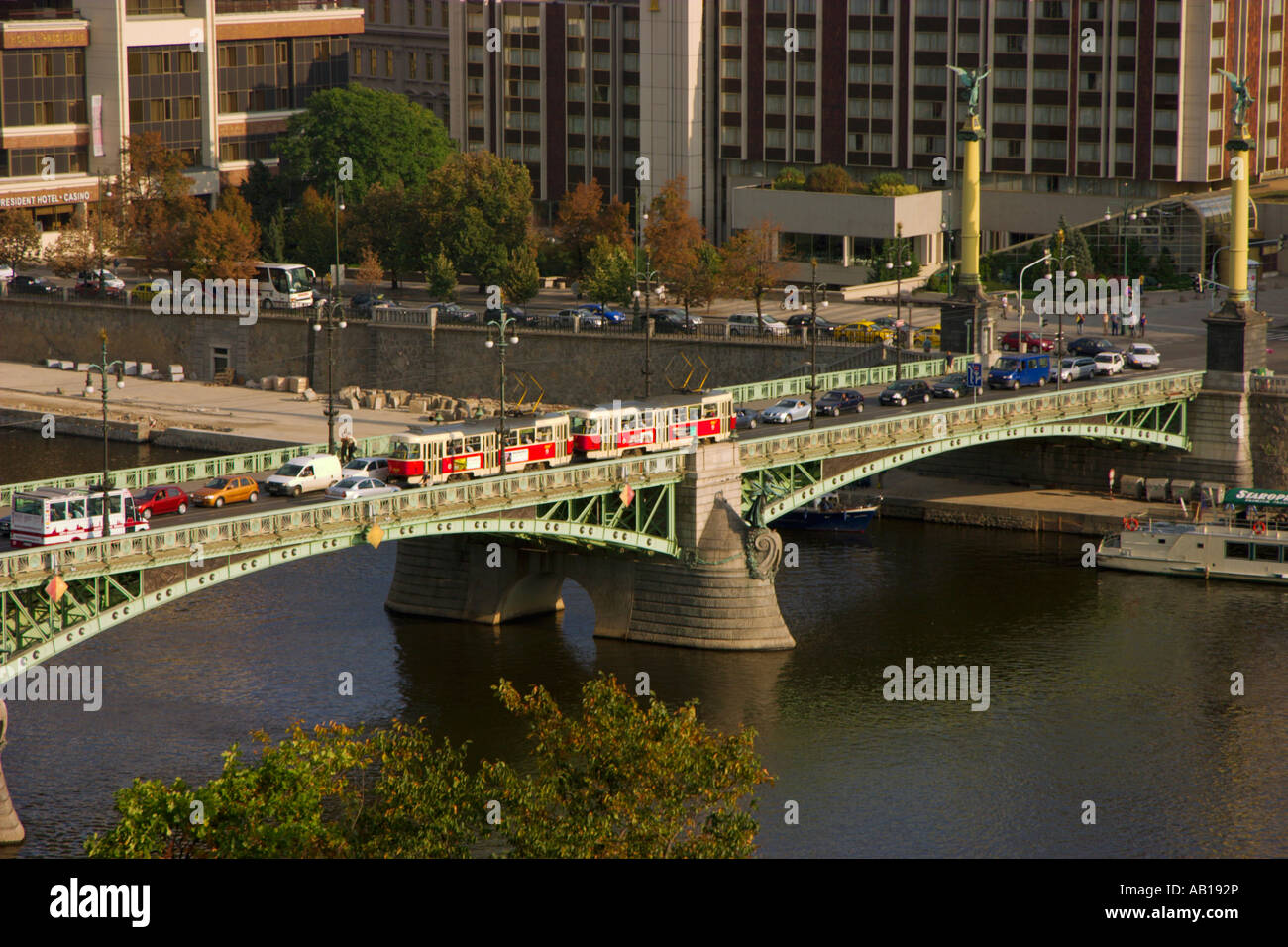cechuv most bridge Prague with tram Stock Photo - Alamy