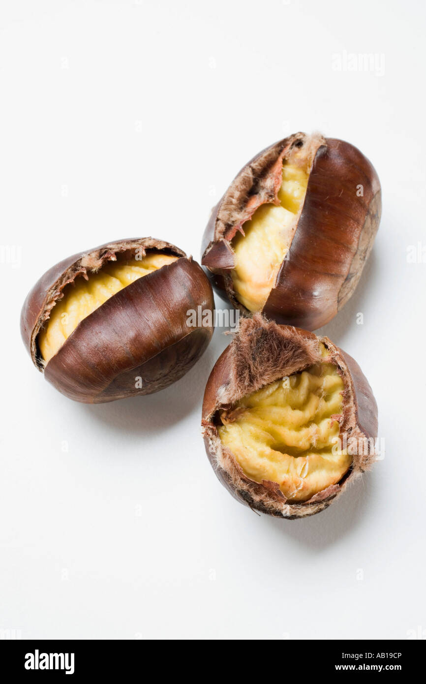 Three roasted chestnuts FoodCollection Stock Photo - Alamy