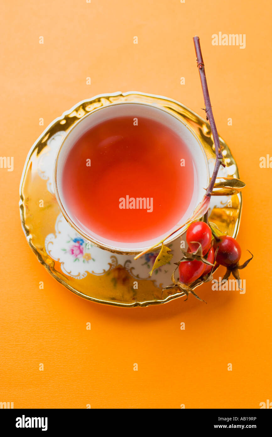 Rose hip tea in china cup fresh rose hips on cup FoodCollection Stock ...
