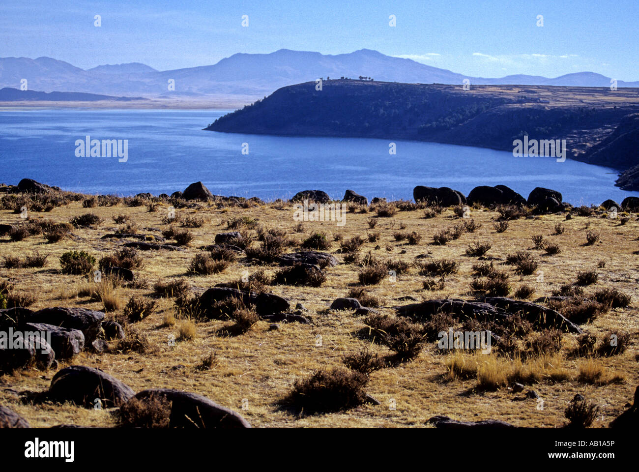 Incan funerary towers chullpas of the Colla people on Lake Umayo near ...