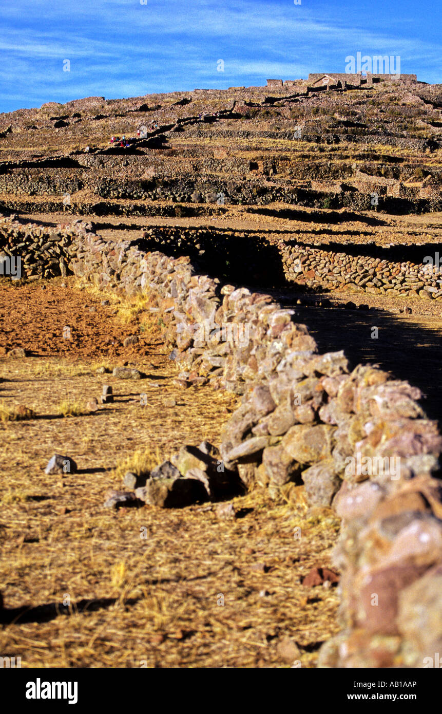 Incan funerary towers chullpas of the Colla people on Lake Umayo near ...