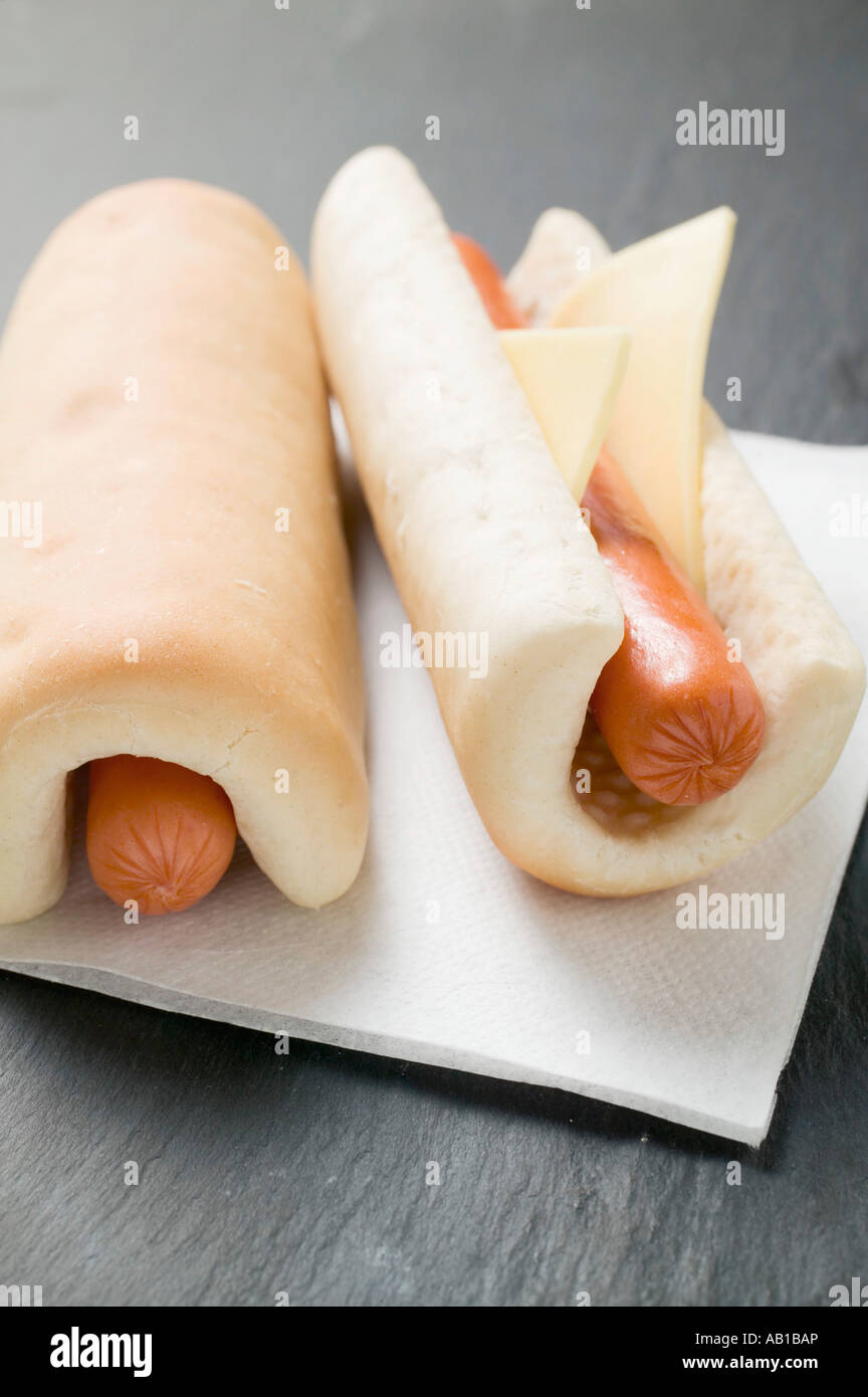 Two hot dogs with cheese FoodCollection Stock Photo - Alamy