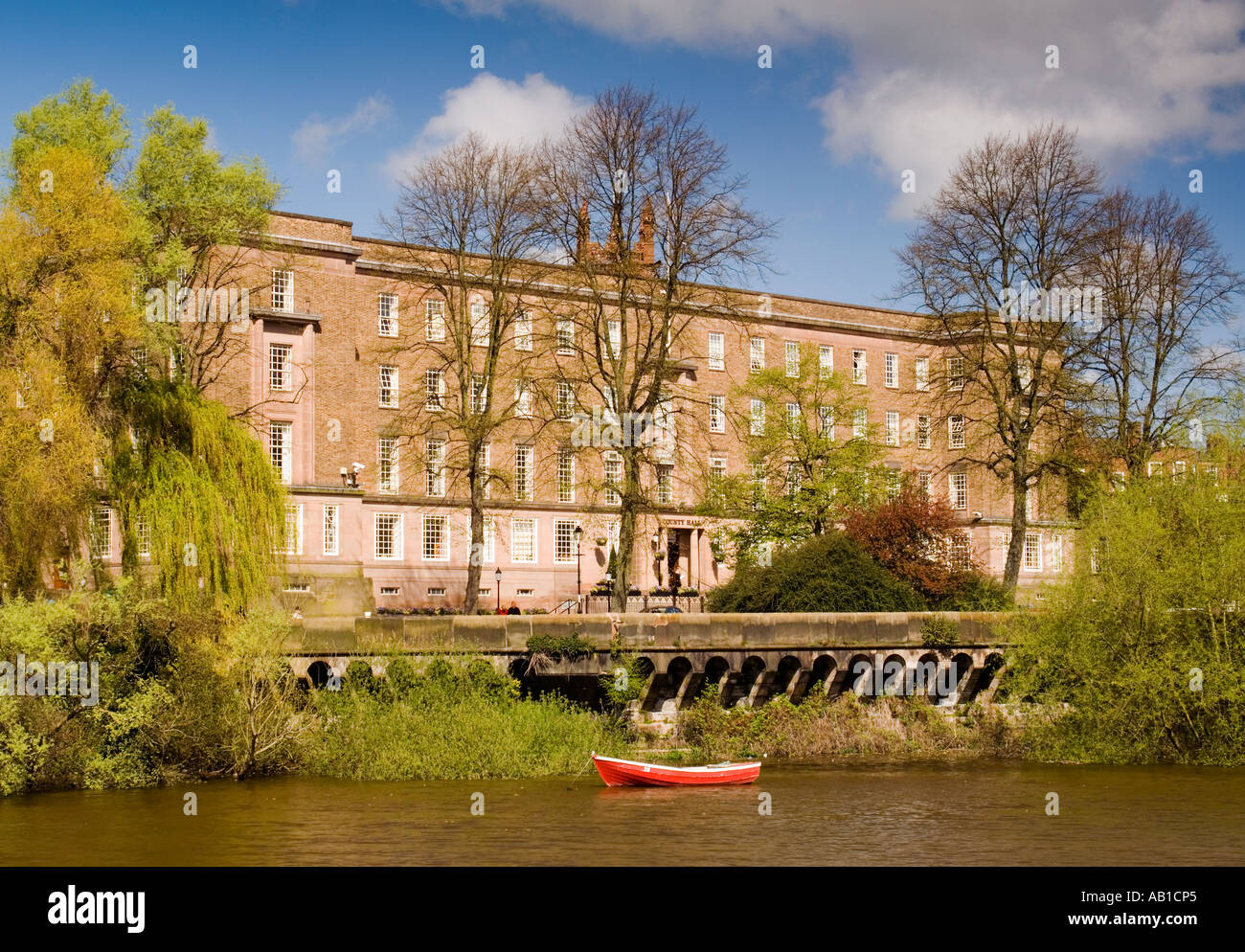 Fishing Boats on the River Dee Below Chester County Hall, Chester ...