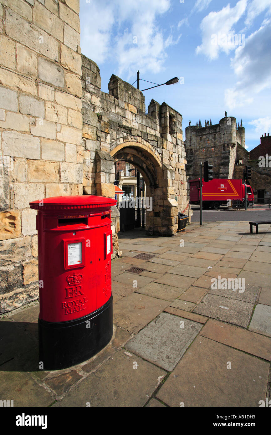 Red Post Box and Mail Van York City Walls York City Yorkshire England ...