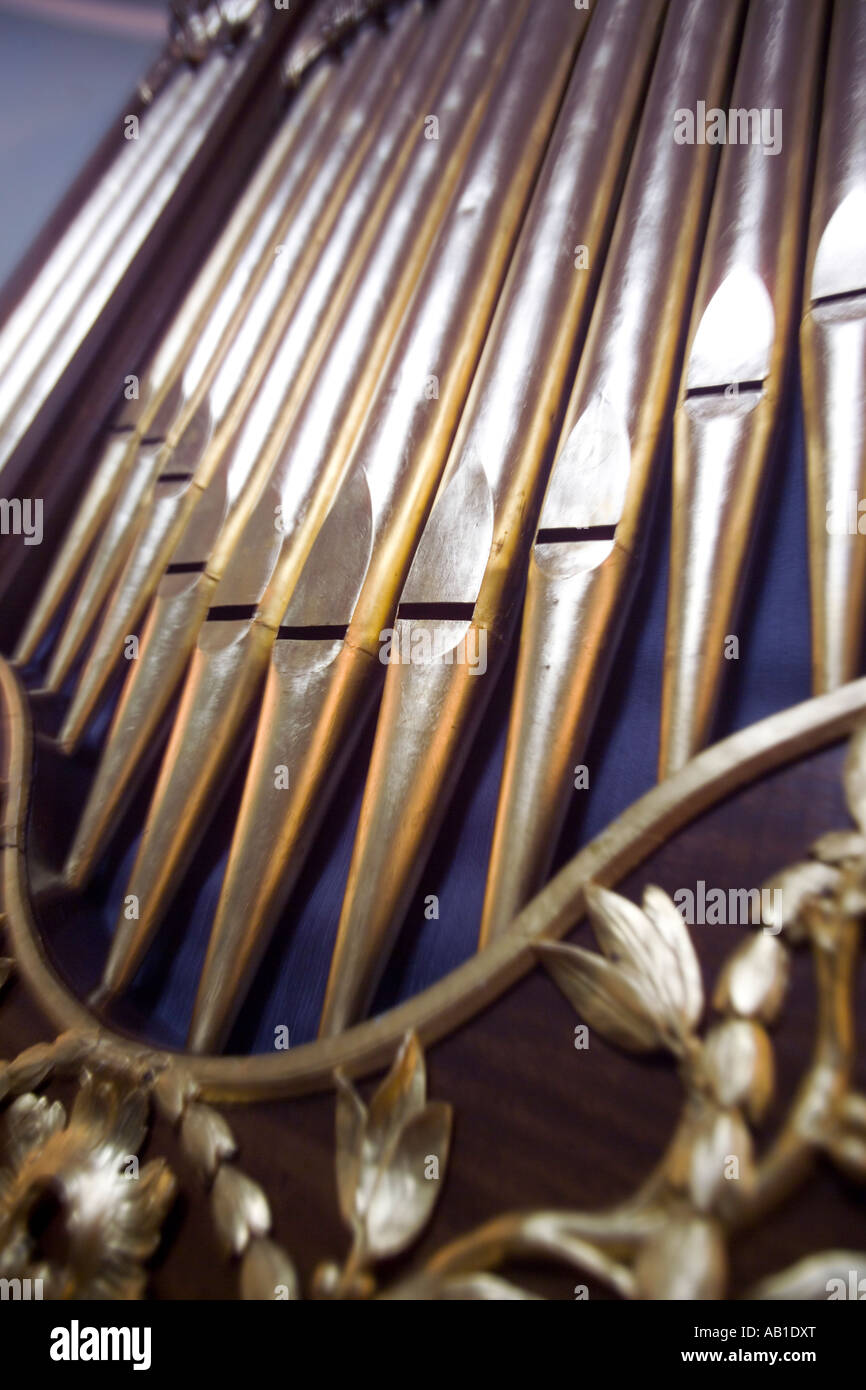 organ pipes finished in gold leaf Stock Photo - Alamy
