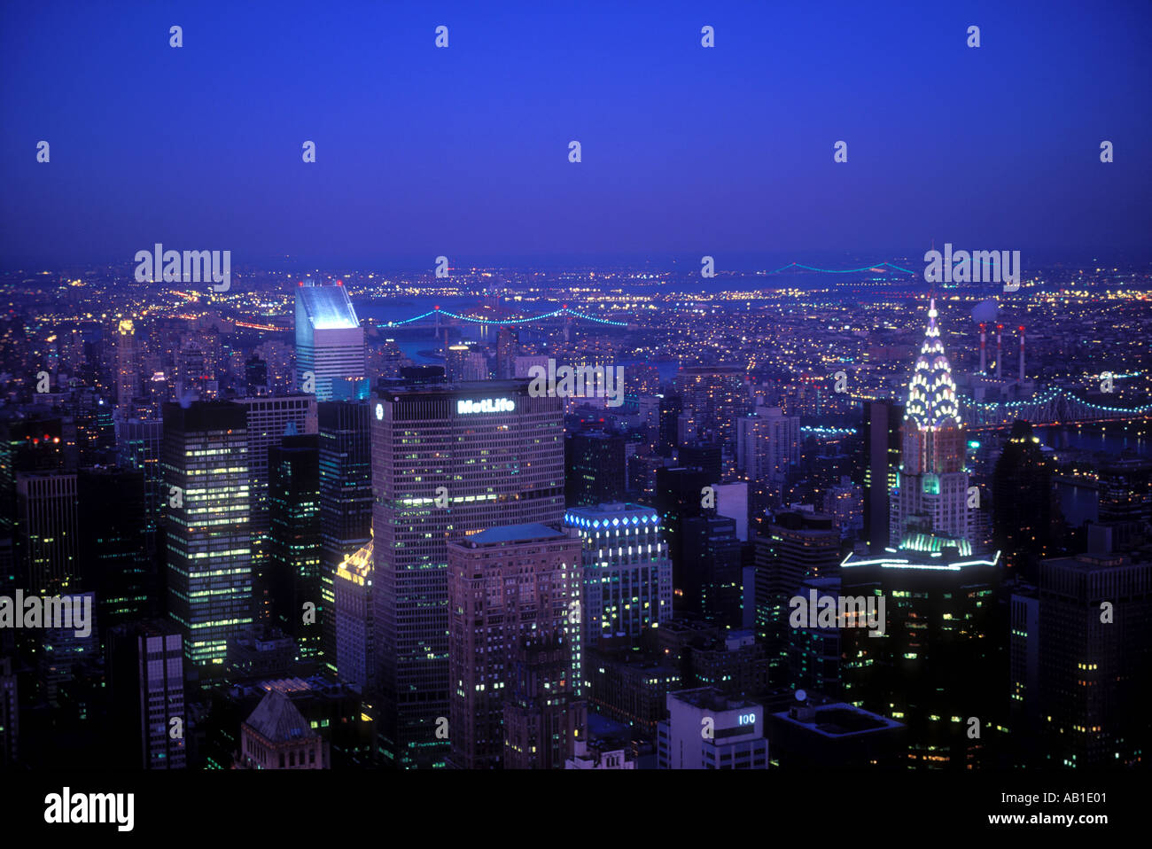Evening view of Manhattan New York City from on top of the Empire State ...