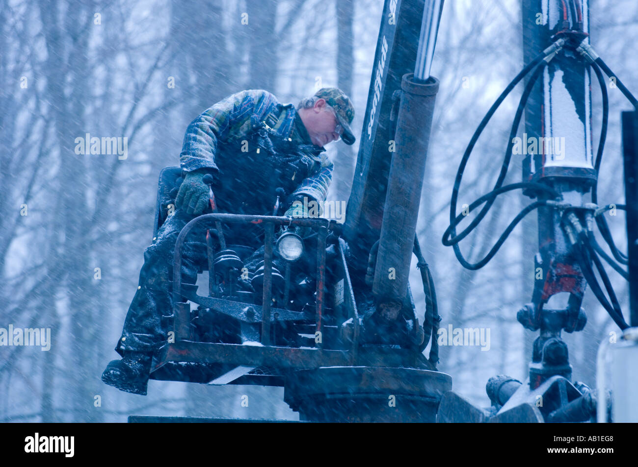 A LOGGER OPERATING A TRUCK LOADER Stock Photo - Alamy