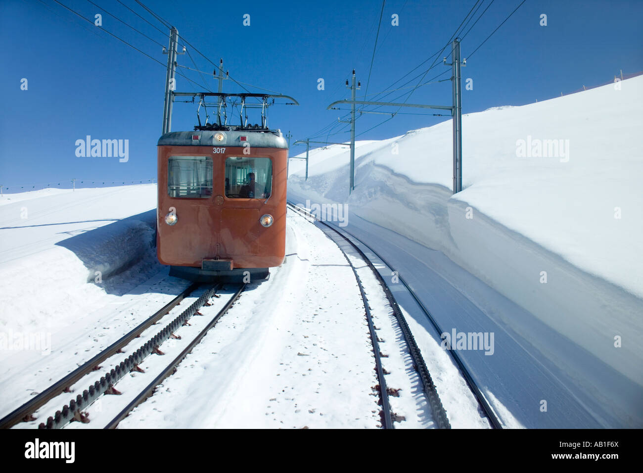 mountain cog train Gornergrat Swiss Alps Stock Photo - Alamy
