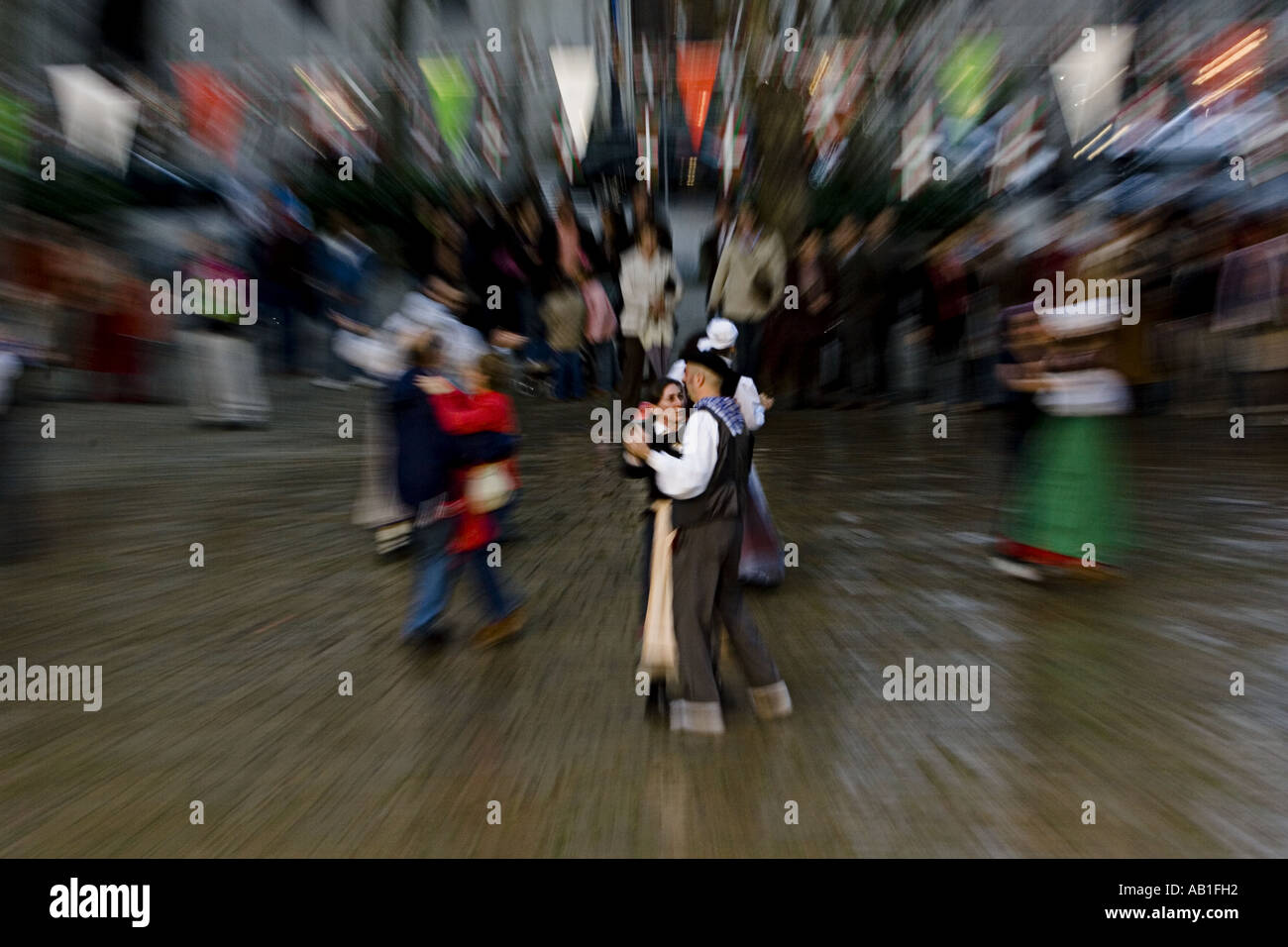Traditional Basque folk dances in Plaza Arenal, Bilbao Pais Vasco ...