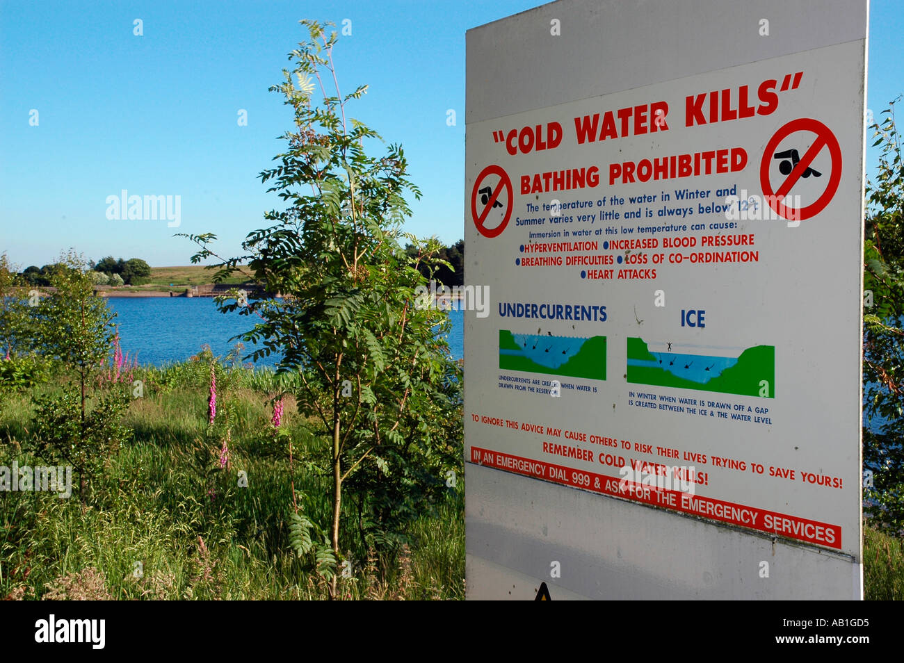 Cold Water Kills Warning sign prohibiting swimming at Ogden Water ...