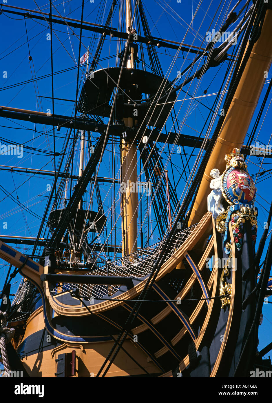 Hampshire Portsmouth HMS Victory flagship of Nelsons Fleet Stock Photo ...
