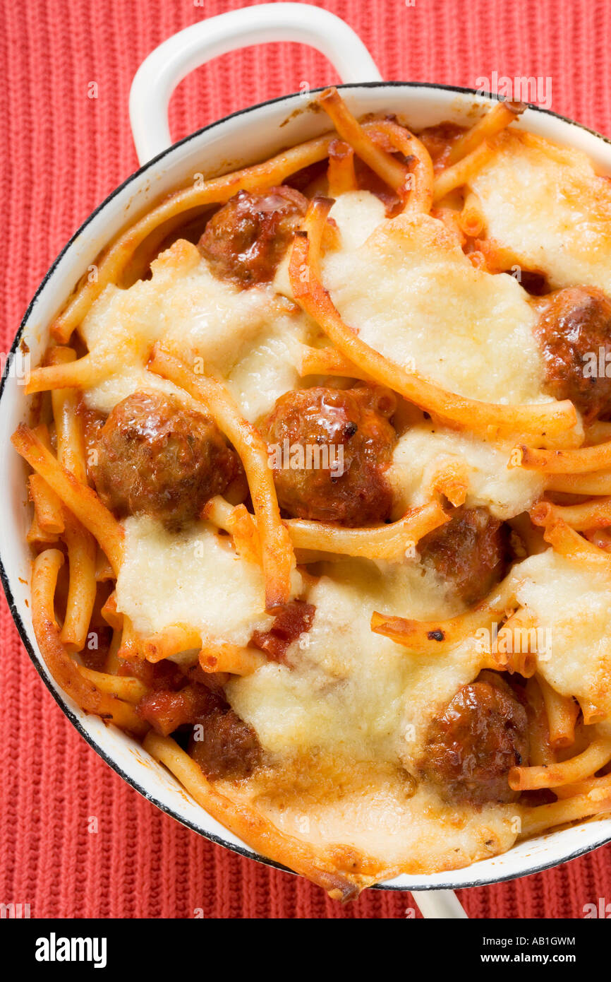 Macaroni bake with meatballs and cheese FoodCollection Stock Photo - Alamy
