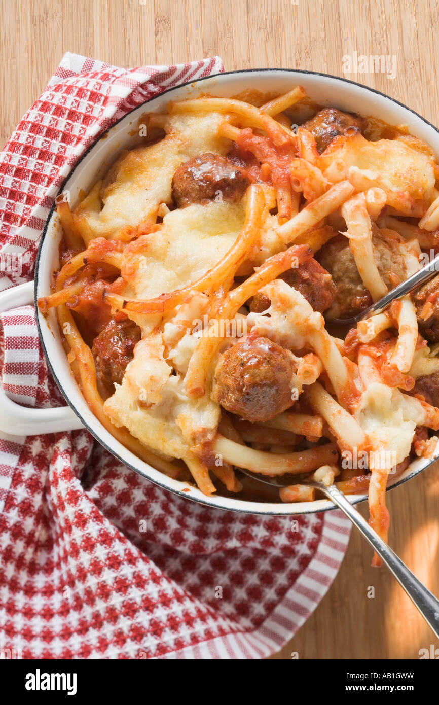 Macaroni bake with meatballs and cheese FoodCollection Stock Photo - Alamy