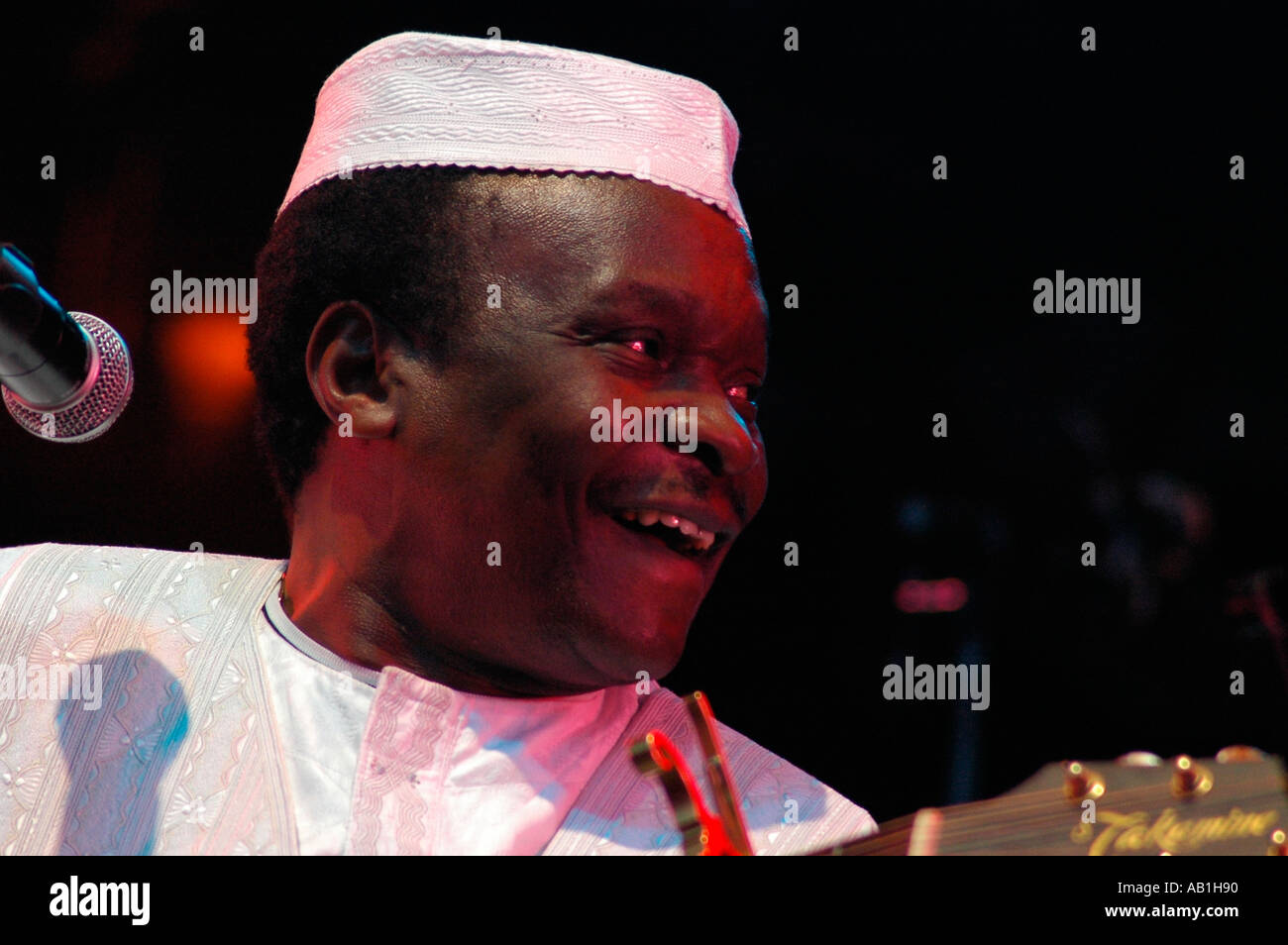 African music legend Mory Kante on stage at the Wychwood Music Festival ...
