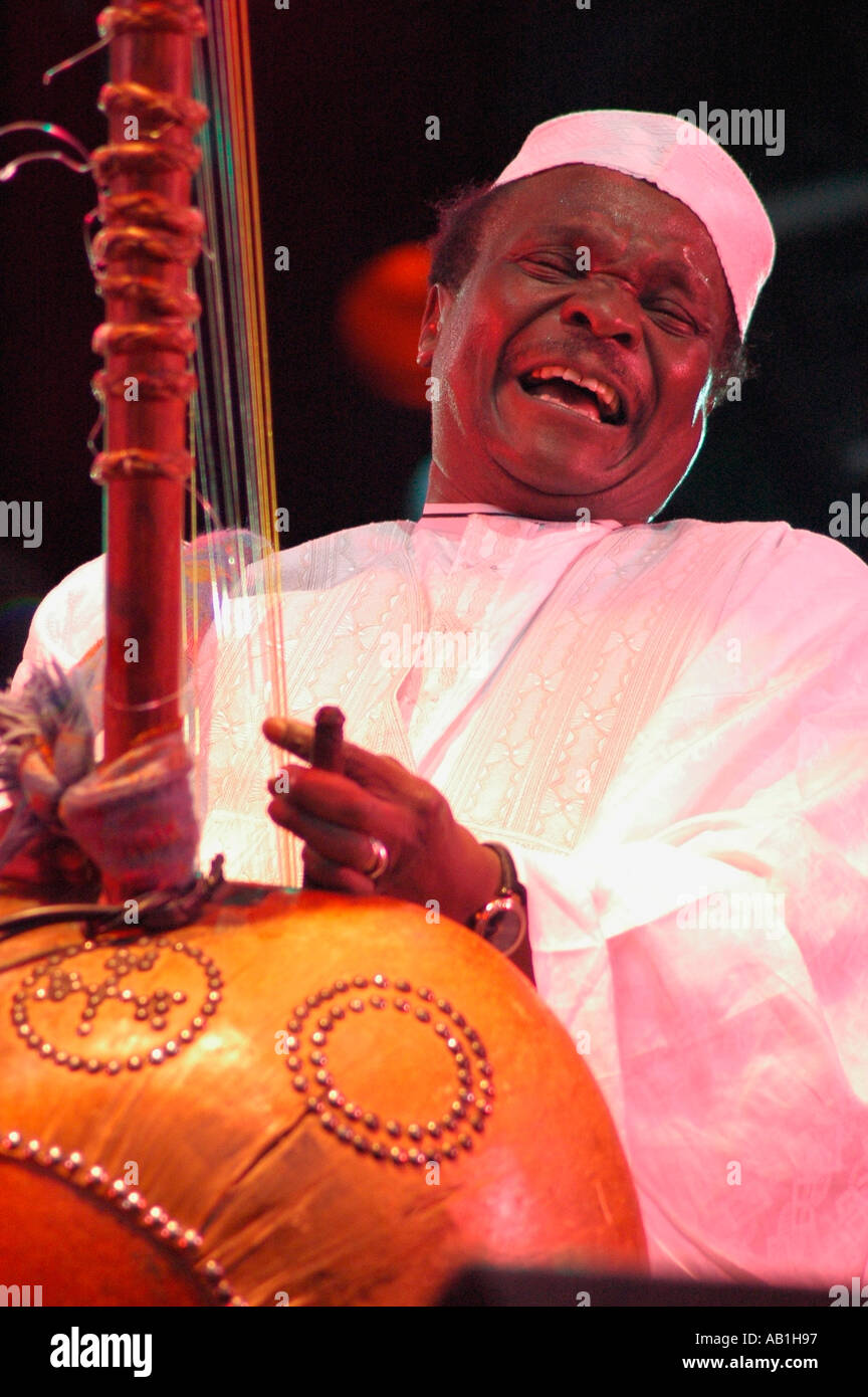 African music legend Mory Kante on stage at the Wychwood Music Festival ...