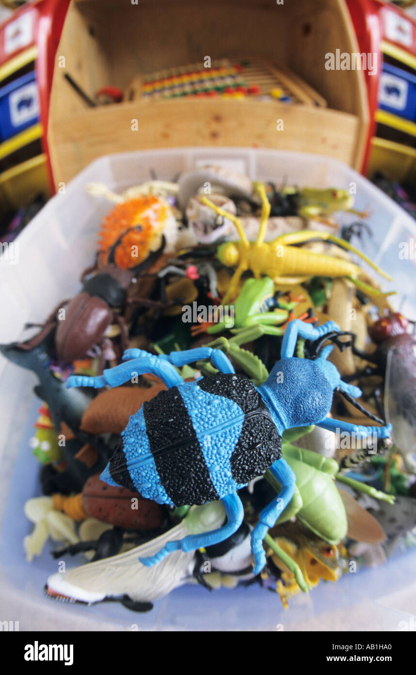 Childrens toy box of toy bugs Stock Photo - Alamy