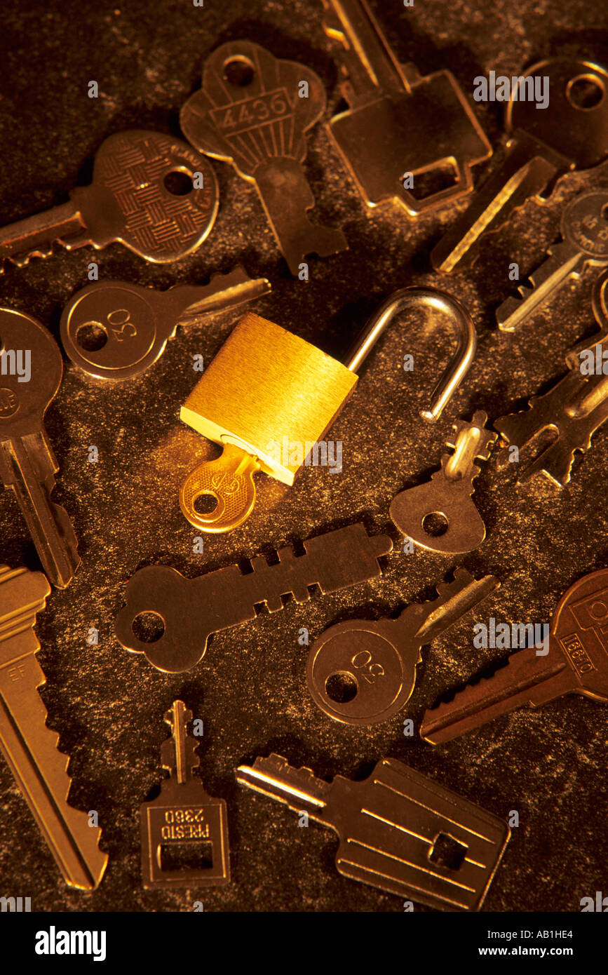 Keys and lock concept image for solving problems Stock Photo - Alamy