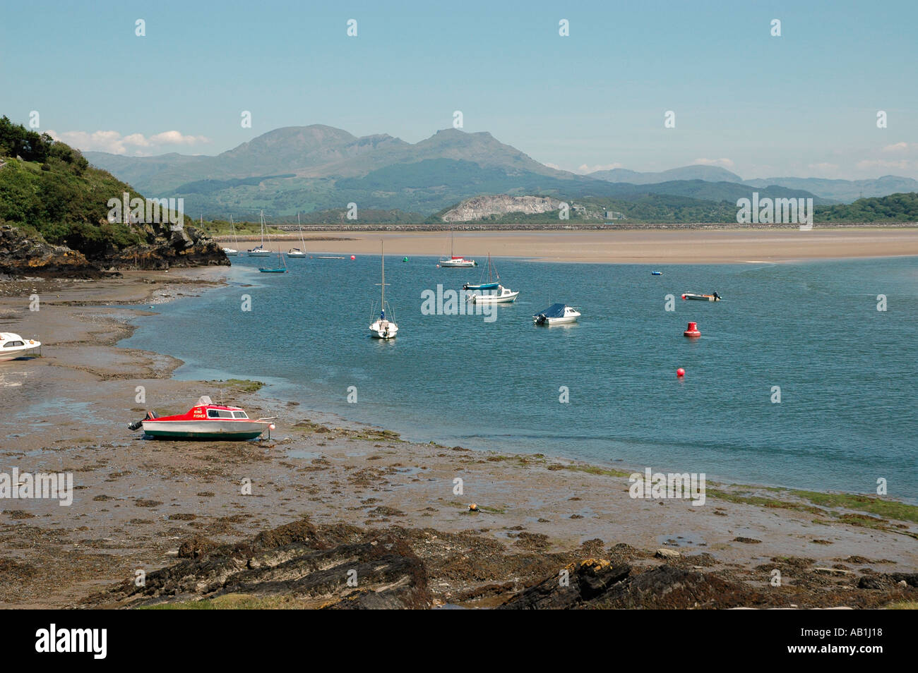 Borth Y Gest Snowdonia National Park Wales Looking across Traeth Bach ...