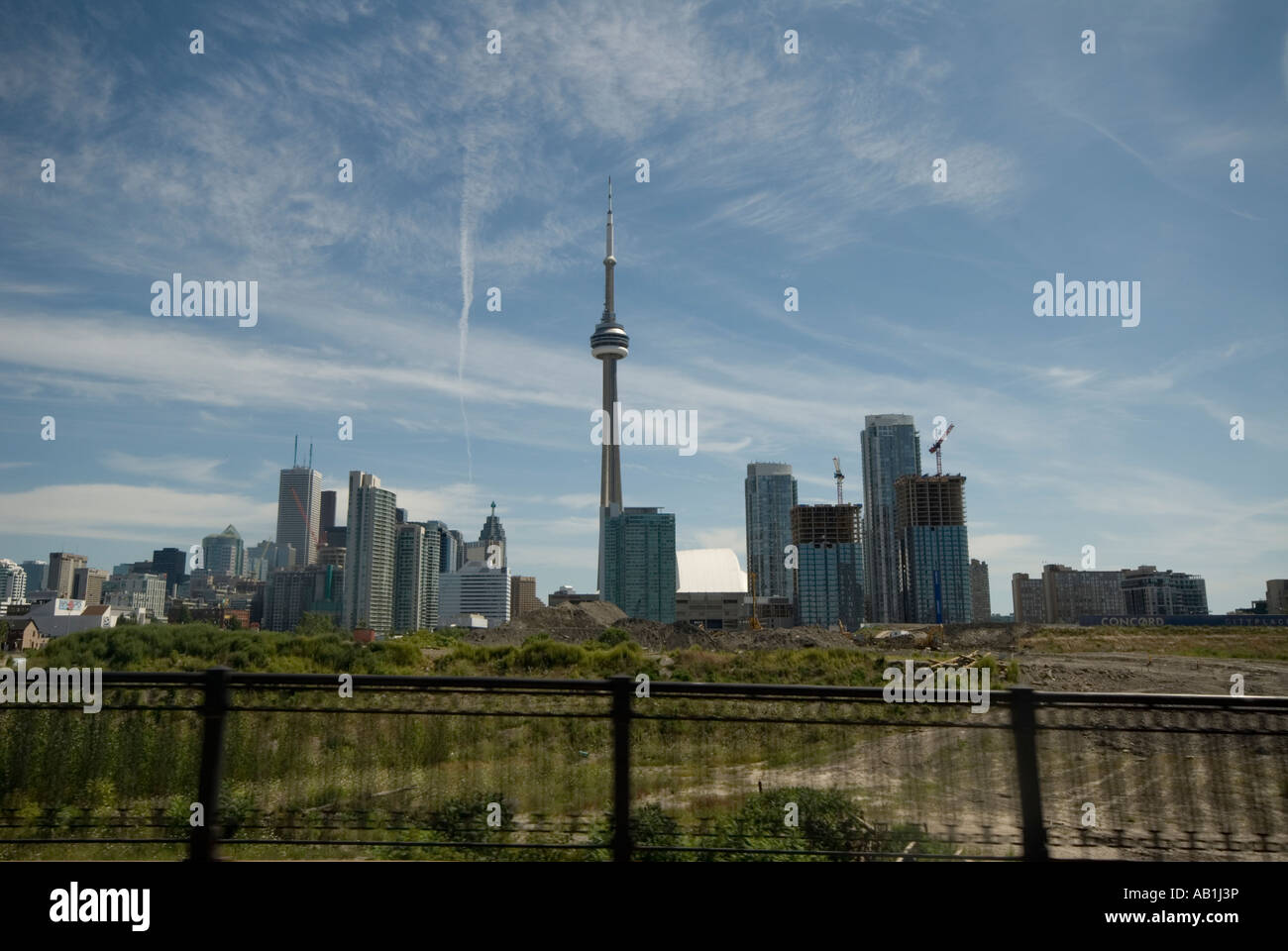 CNN tower Toronto skyline from highway Stock Photo - Alamy