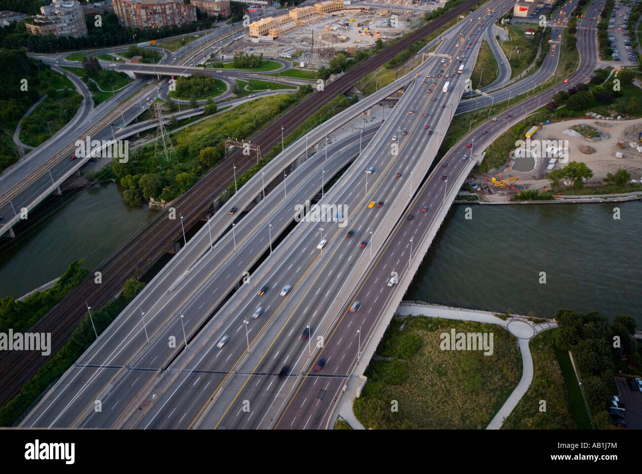 Toronto highway bridge network aerial view Stock Photo - Alamy