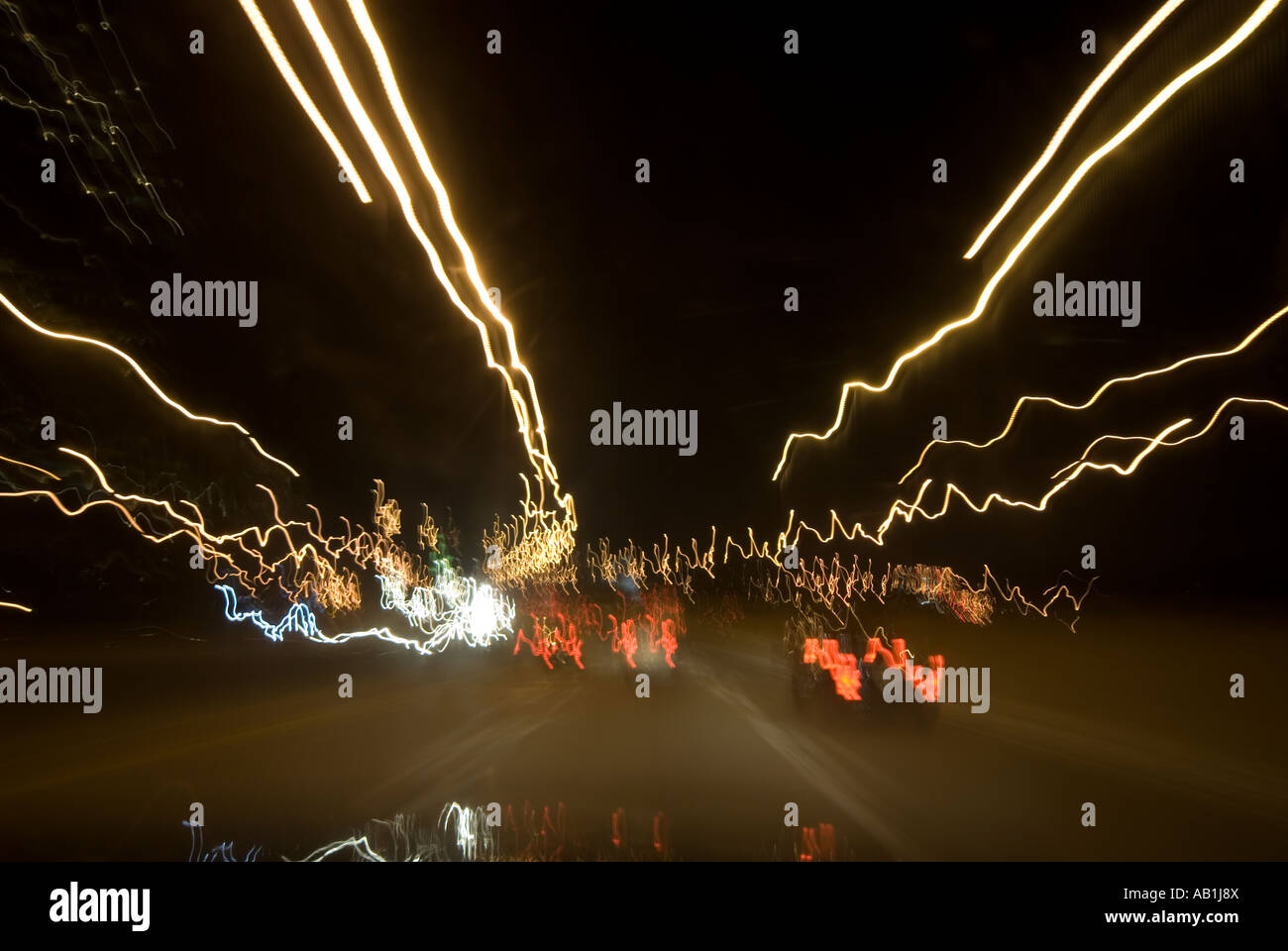 streetlights with movement from moving car Stock Photo - Alamy