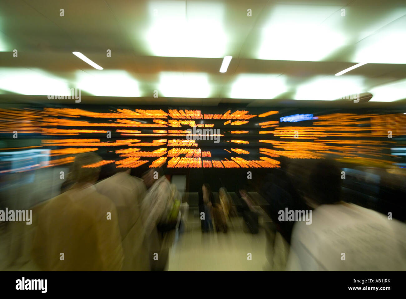 timetable in railway station with movement Stock Photo - Alamy