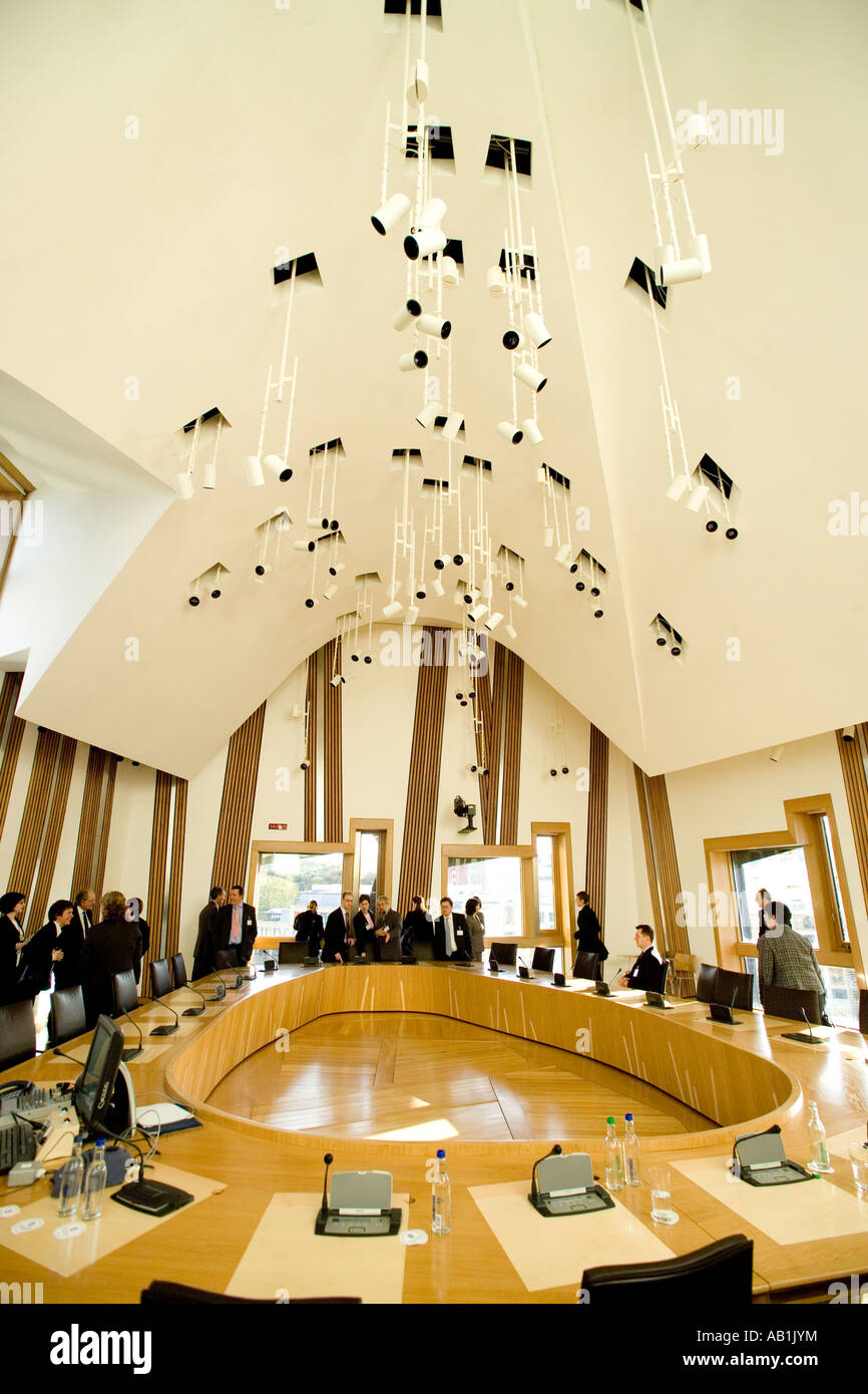 Scottish Parliament conference room showing ceiling lights and window ...