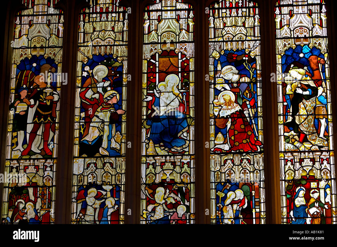 Stained Glass Window in Bath Abbey, City of Bath, England, UK Stock ...