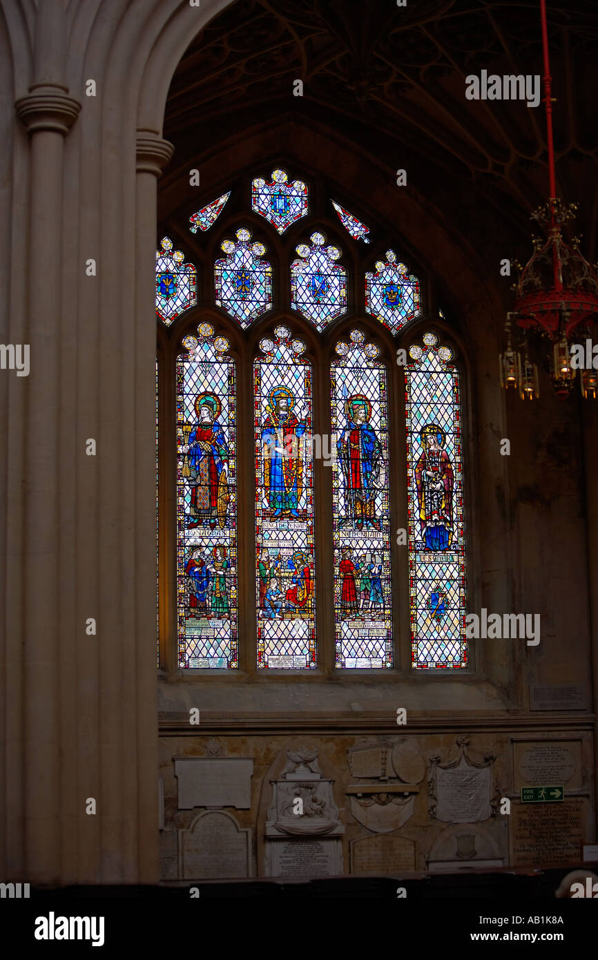 Stained Glass Window in Bath Abbey, City of Bath, Somerset, England, UK ...