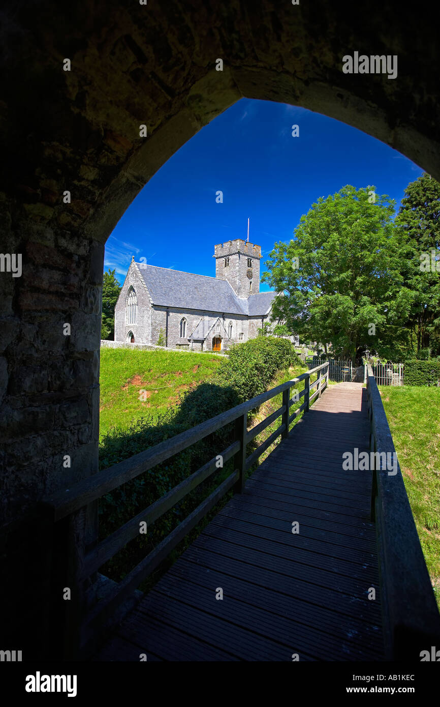 St Mary's Church viewed from Coity Castle, South Glamorgan, Wales, UK ...