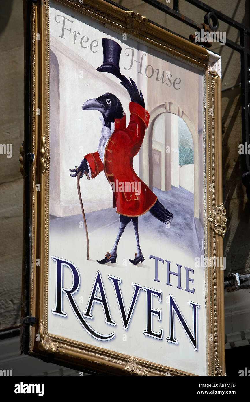 Sign of The Raven Pub, City of Bath, England, UK Stock Photo - Alamy