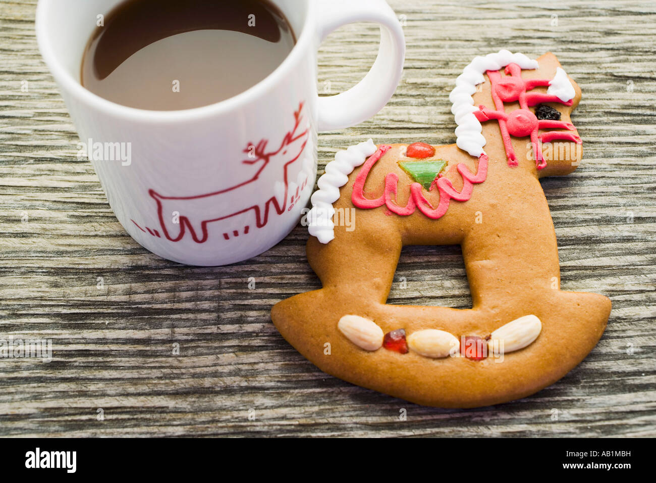 Gingerbread rocking horse and cup of cocoa FoodCollection Stock Photo ...