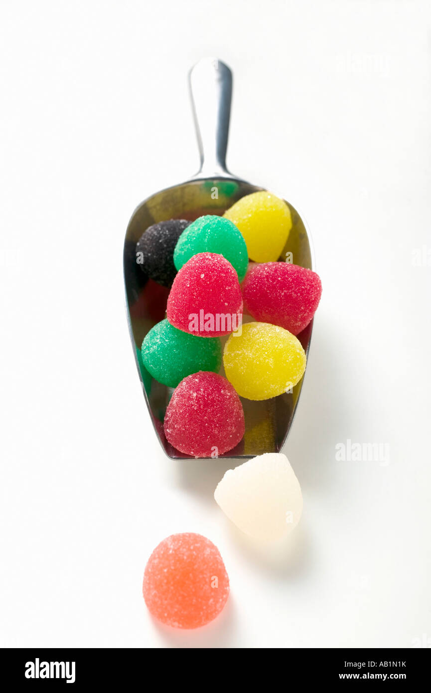 Coloured jelly sweets in metal scoop FoodCollection Stock Photo - Alamy