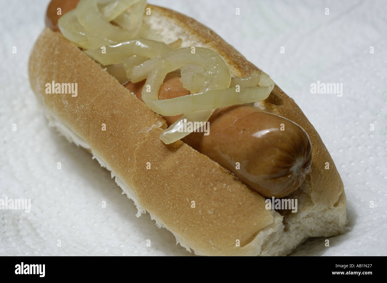 British Hot Dog with onions 2 Stock Photo - Alamy