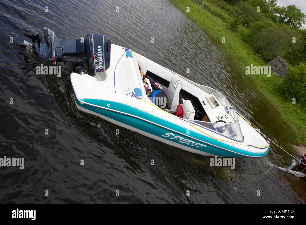 speed boat on trailer being launched at corradillar public jetty Stock ...