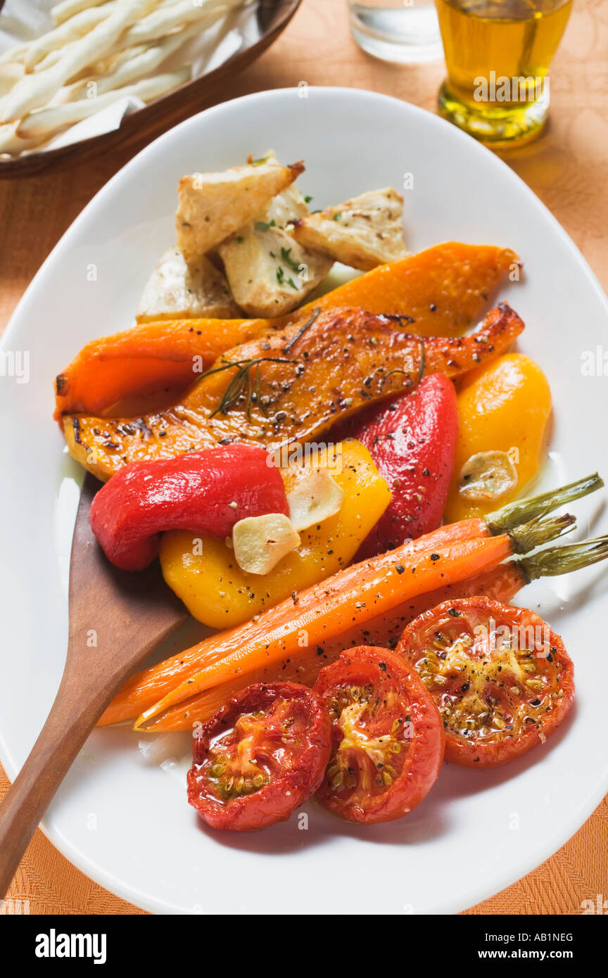 Roasted vegetables on platter FoodCollection Stock Photo - Alamy