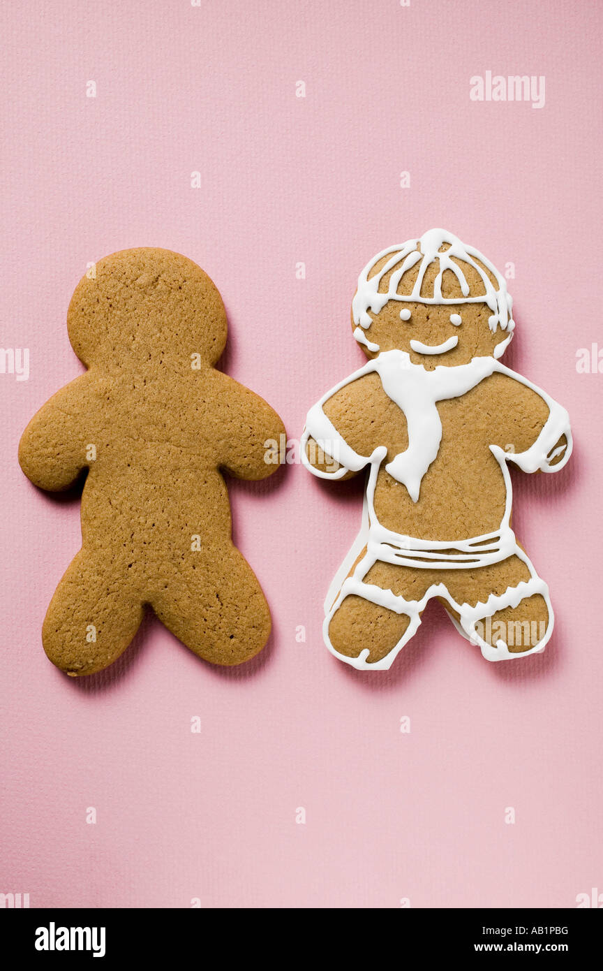 Two gingerbread men one plain and one iced FoodCollection Stock Photo ...