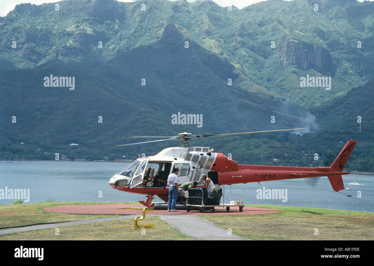 helicopter in Taiohae Bay Nuku Hiva the Marquesas Islands French ...