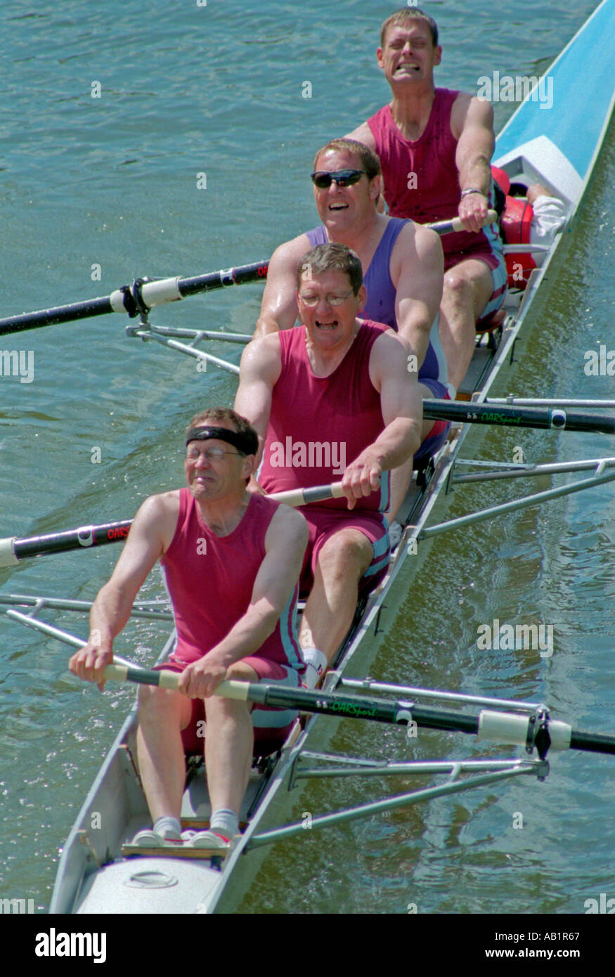 Rowers in a four take part in the Durham Regatta Stock Photo - Alamy