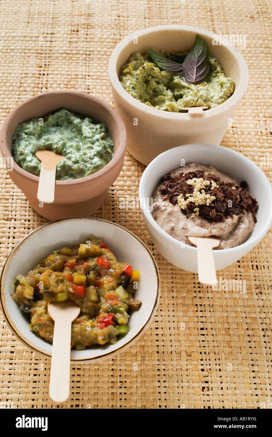 Four different spreads FoodCollection Stock Photo - Alamy