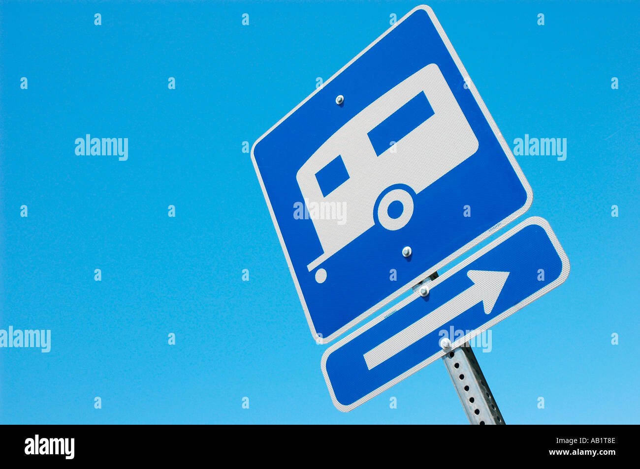 RV Trailer camping and Recreational site sign in roadway in America ...