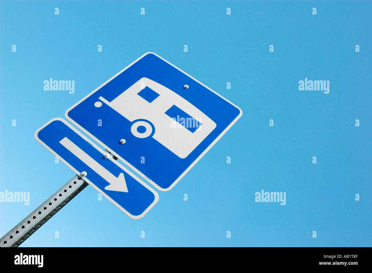 RV Trailer camping and Recreational site sign in roadway in America ...