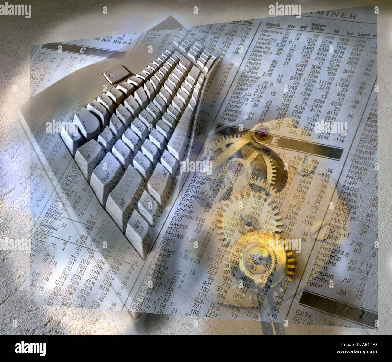 computer keyboard with gears, horizontal Stock Photo - Alamy